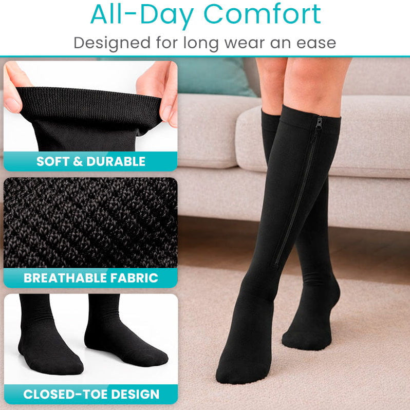 Zippered Compression Stockings - Easy To Put On — Vive Health