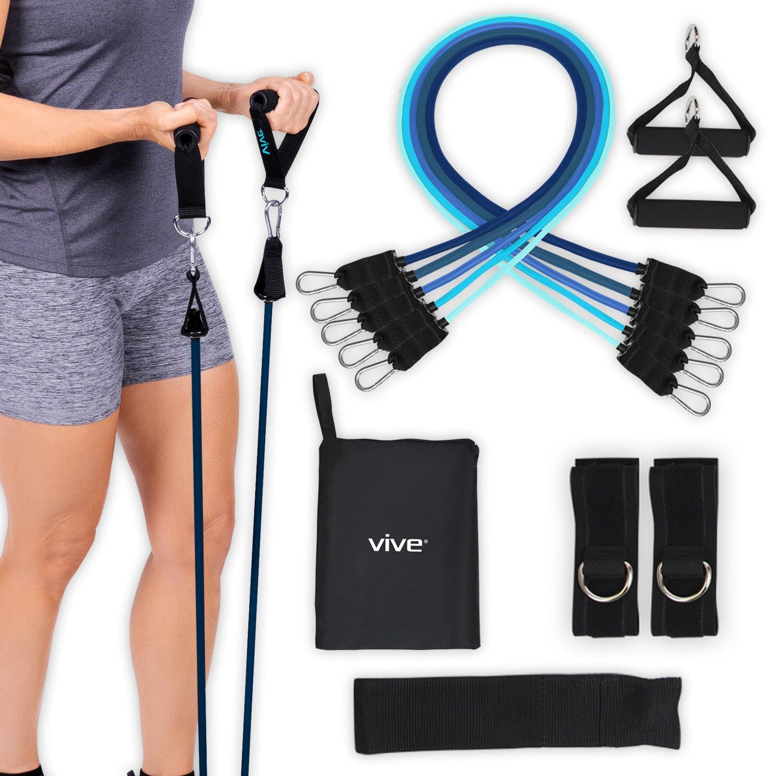 Tube Exercise Bands - 5 Levels + Door Anchor — Vive Health