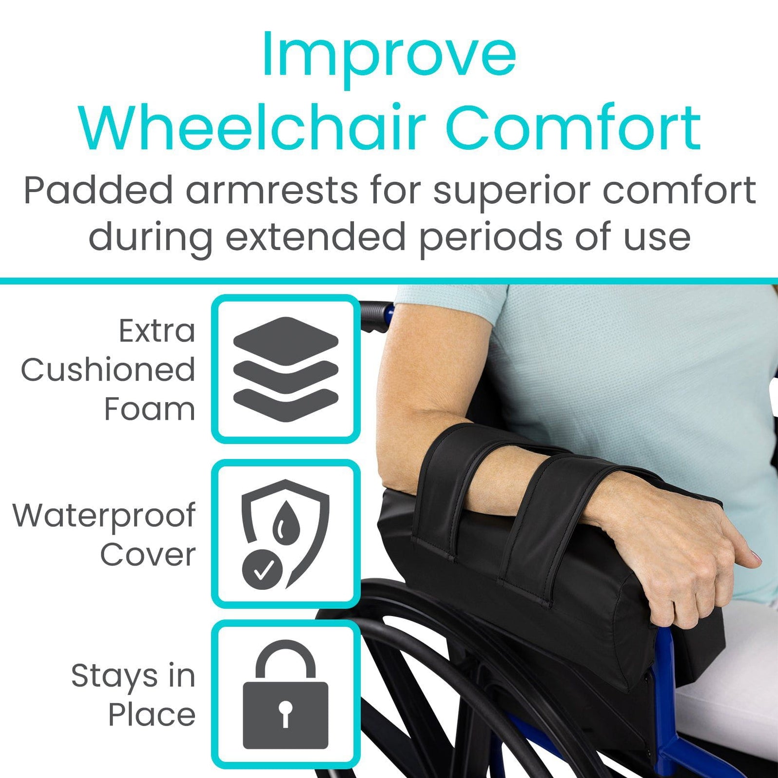 Lateral Wheelchair Armrest - Enhanced Padding — Vive Health