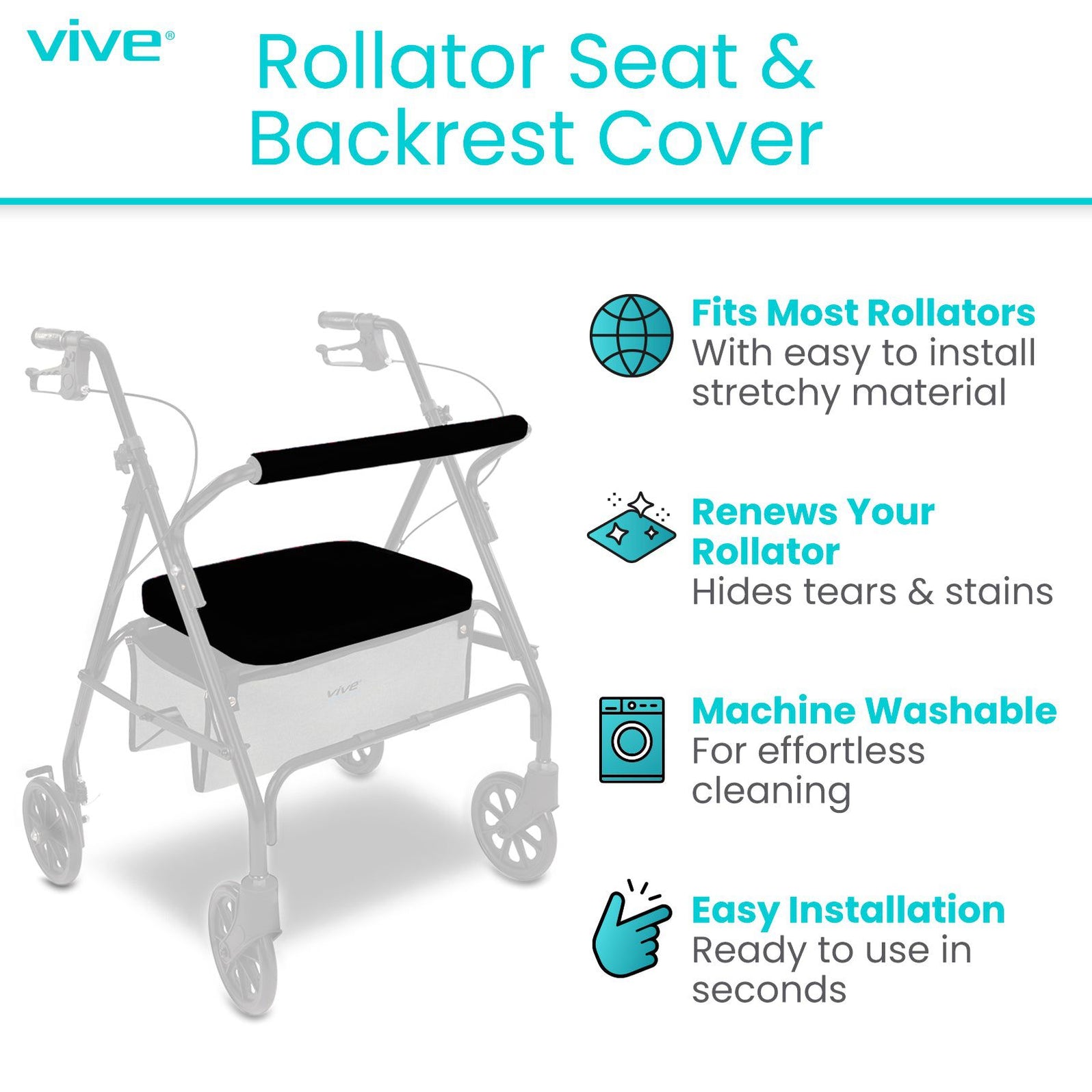 Rollator Seat and Backrest Cover — Vive Health
