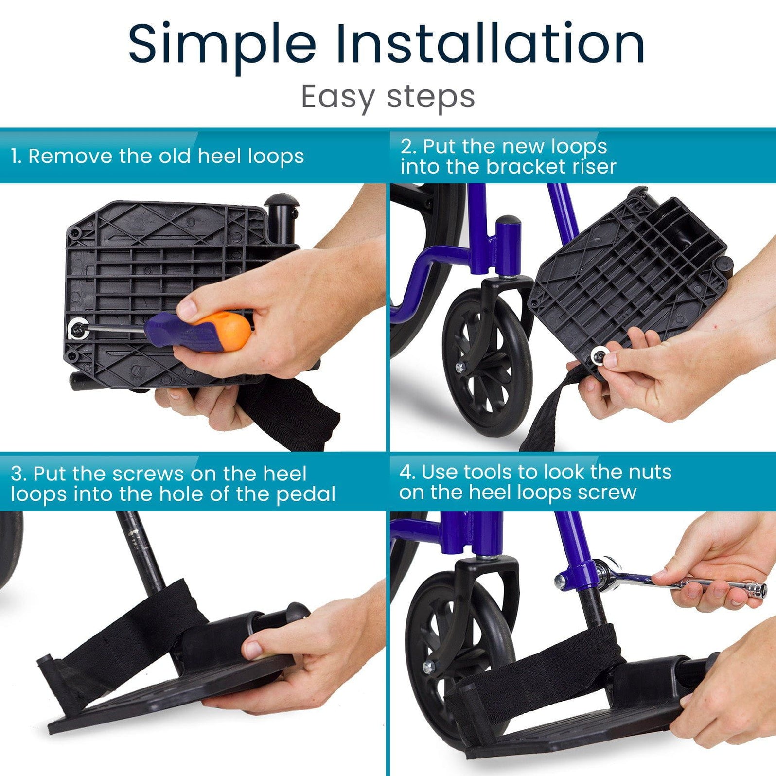 Wheelchair Heel Loops - Footrest Straps — Vive Health