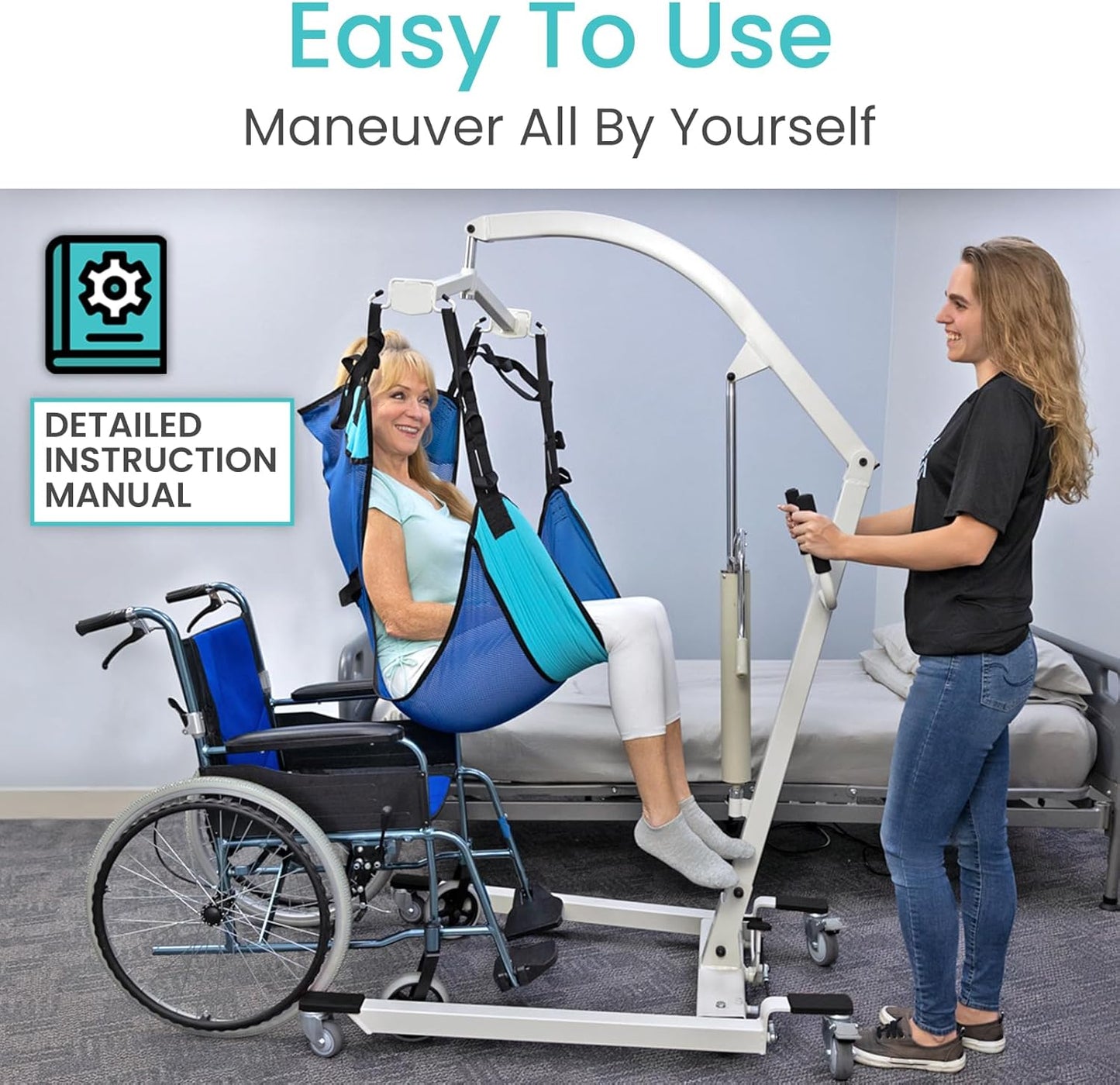 Hydraulic Patient Lift for Home Use - 400 lbs | Vive — Vive Health
