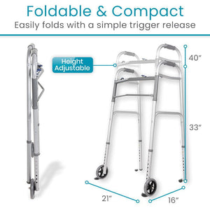Folding Walker - Mobility Aid for Elderly & Seniors — Vive Health