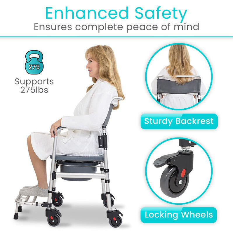 Shower Commode Transport Wheelchair - 3 in 1 — Vive Health