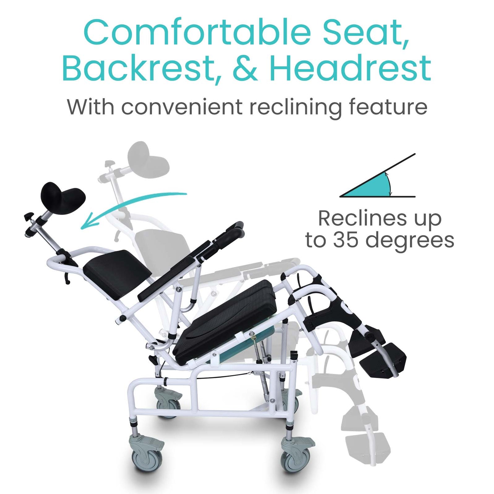 Reclining Shower Commode Transport Chair — Vive Health