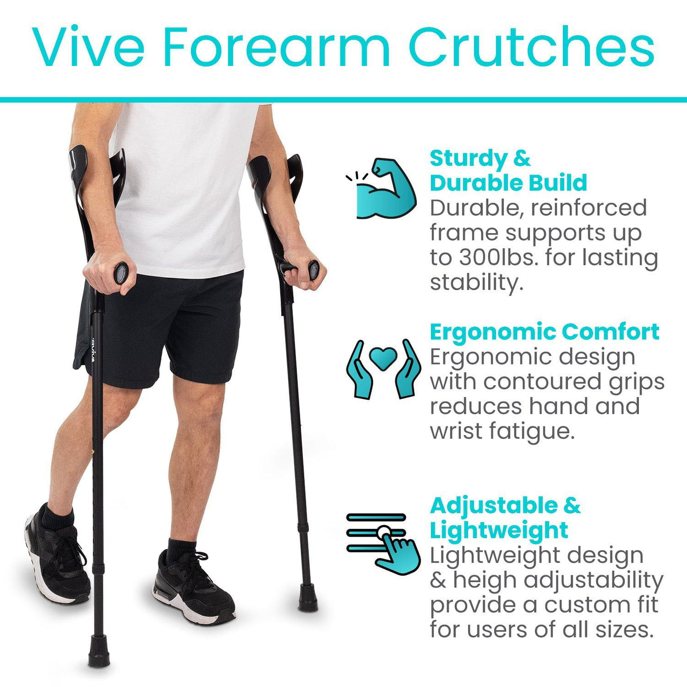 Forearm Crutches - Elbow & Arm Crutch for Walking — Vive Health