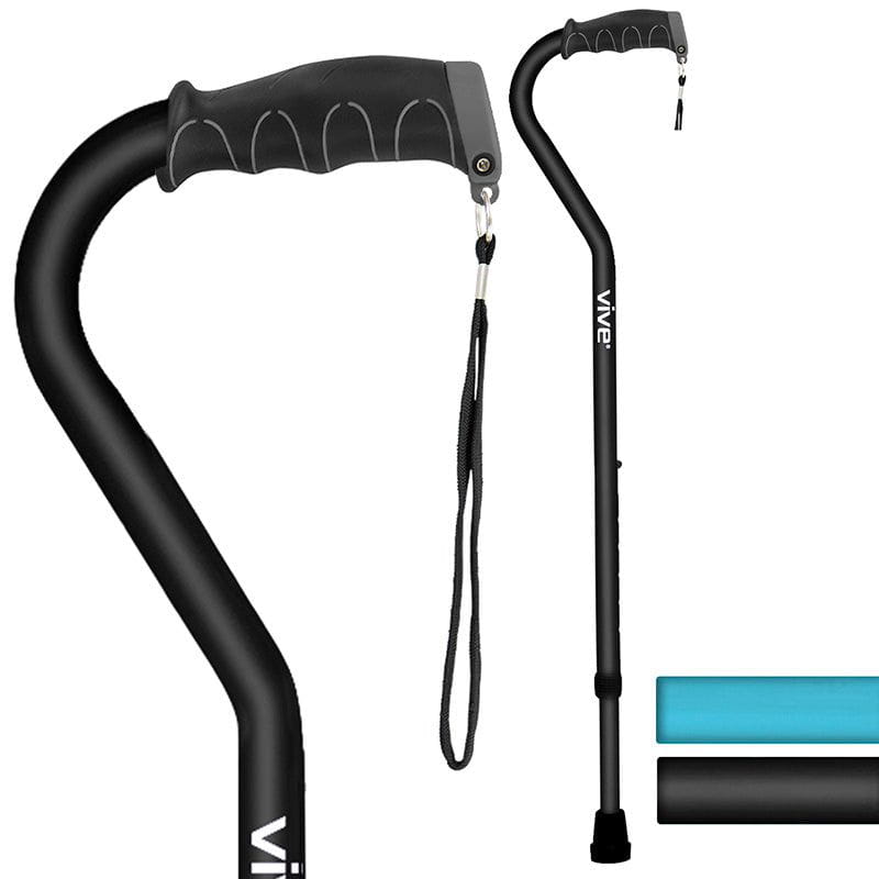 Folding Offset Cane - Compact Walking Aid with Adjustable Height — Vive ...