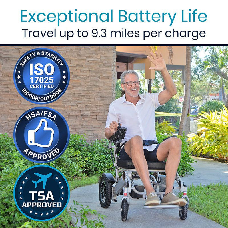 Foldable Electric Wheelchair with Cushioned Seat — Vive Health