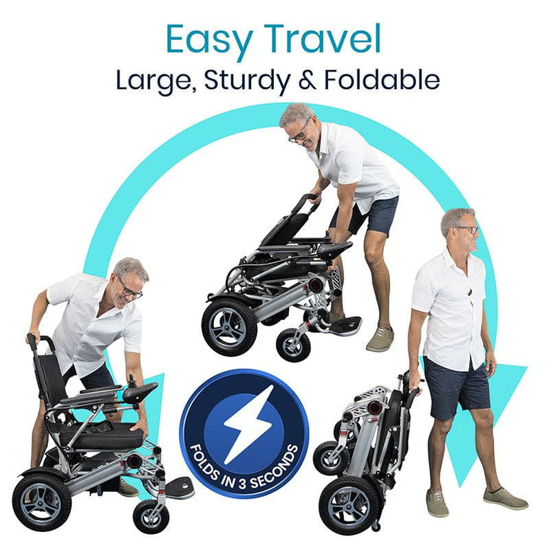 Foldable Electric Wheelchair with Cushioned Seat — Vive Health