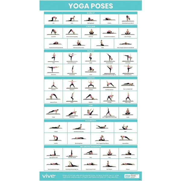 Yoga Poses Poster - Improve Flexibility, Strength and Balance - Vive Health