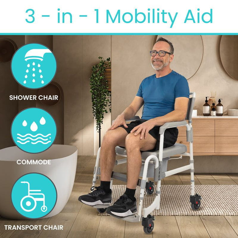 Shower Commode Transport Chair — Vive Health