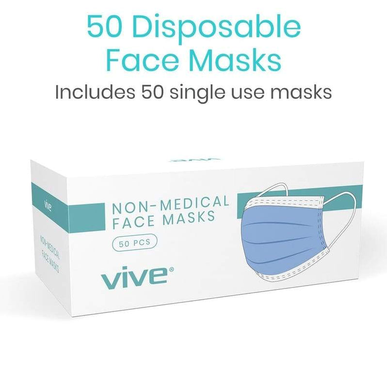 Standard Face Masks - Disposable 50 Pack — Vive Health