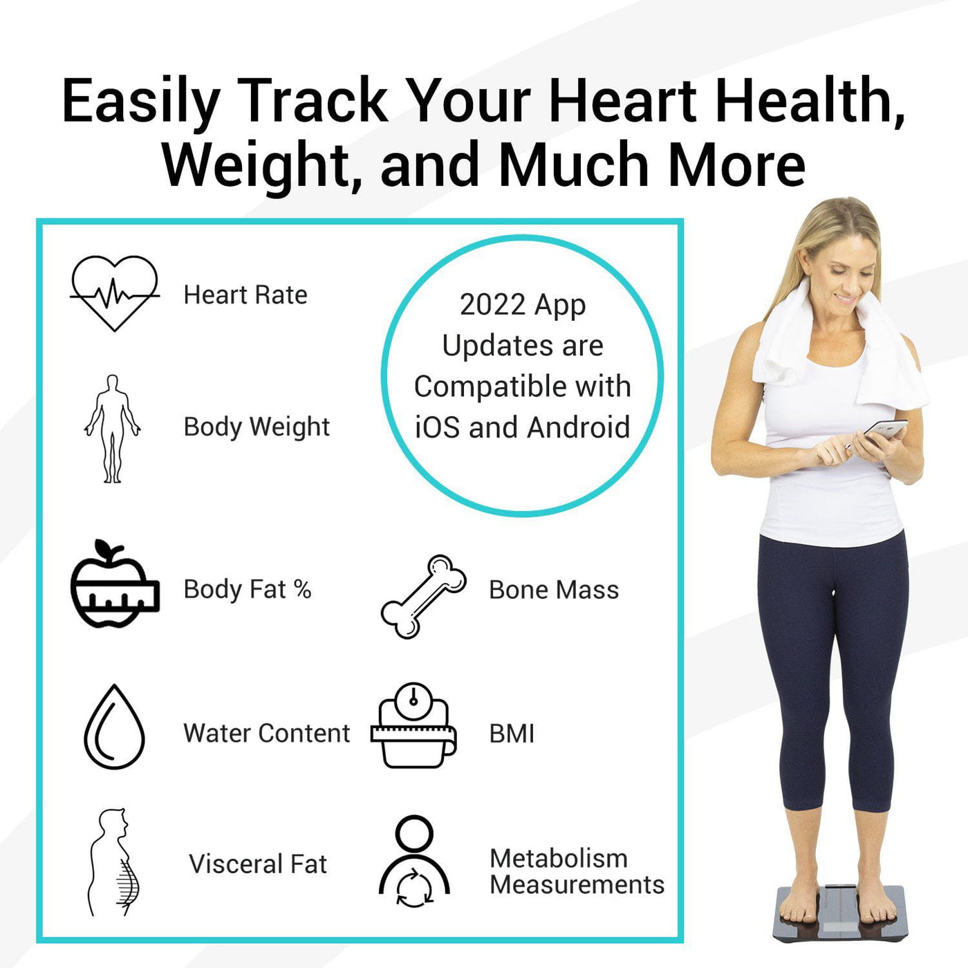 Smart Heart Rate Bathroom Scale - Track Body Weight — Vive Health