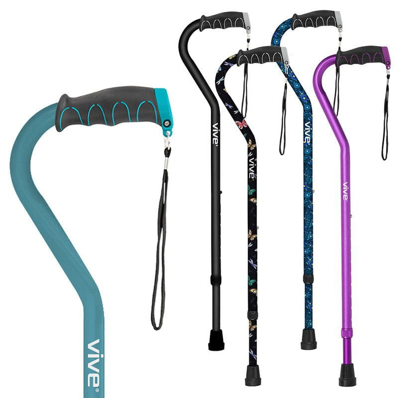 Walking Cane with Offset Handle - Adjustable Height — Vive Health