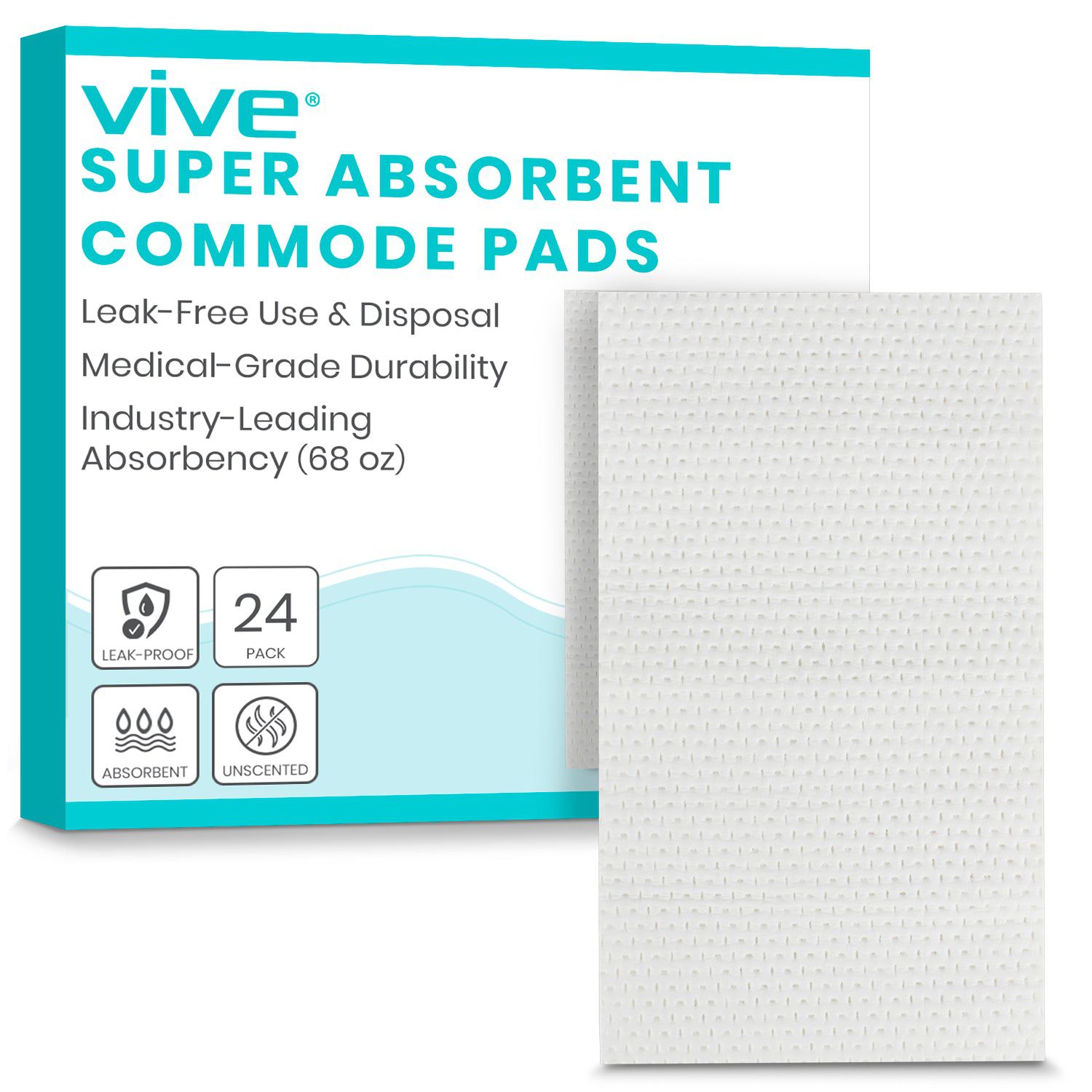 Commode Pads 24 pack (No Liners) - Vive Health