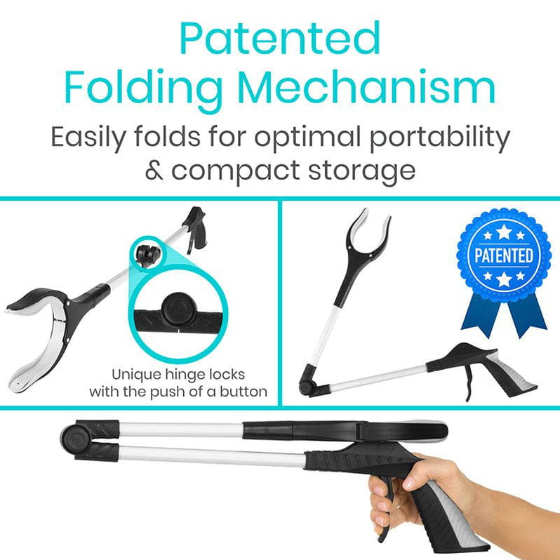 Folding Reacher Grabber - Compact Extended Reach Tool — Vive Health