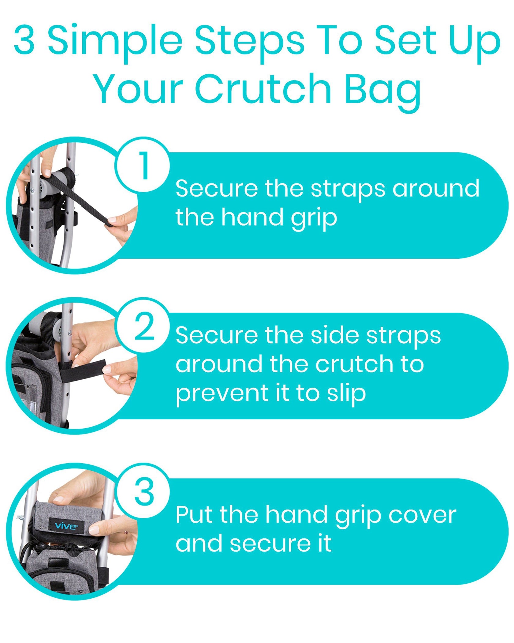 Crutch Bag - Zippered Accessory Carry Pouch — Vive Health