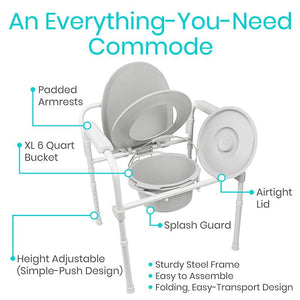 Bedside Commode | Folding Portable Commode Chair — Vive Health