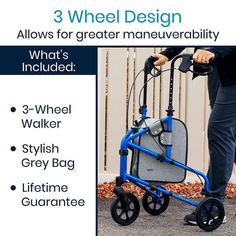 3 Wheel Rollator - Hip Back & Knee Pain Relief — Vive Health