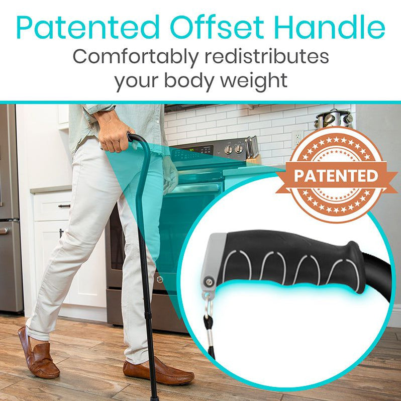 Walking Cane with Offset Handle - Adjustable Height — Vive Health