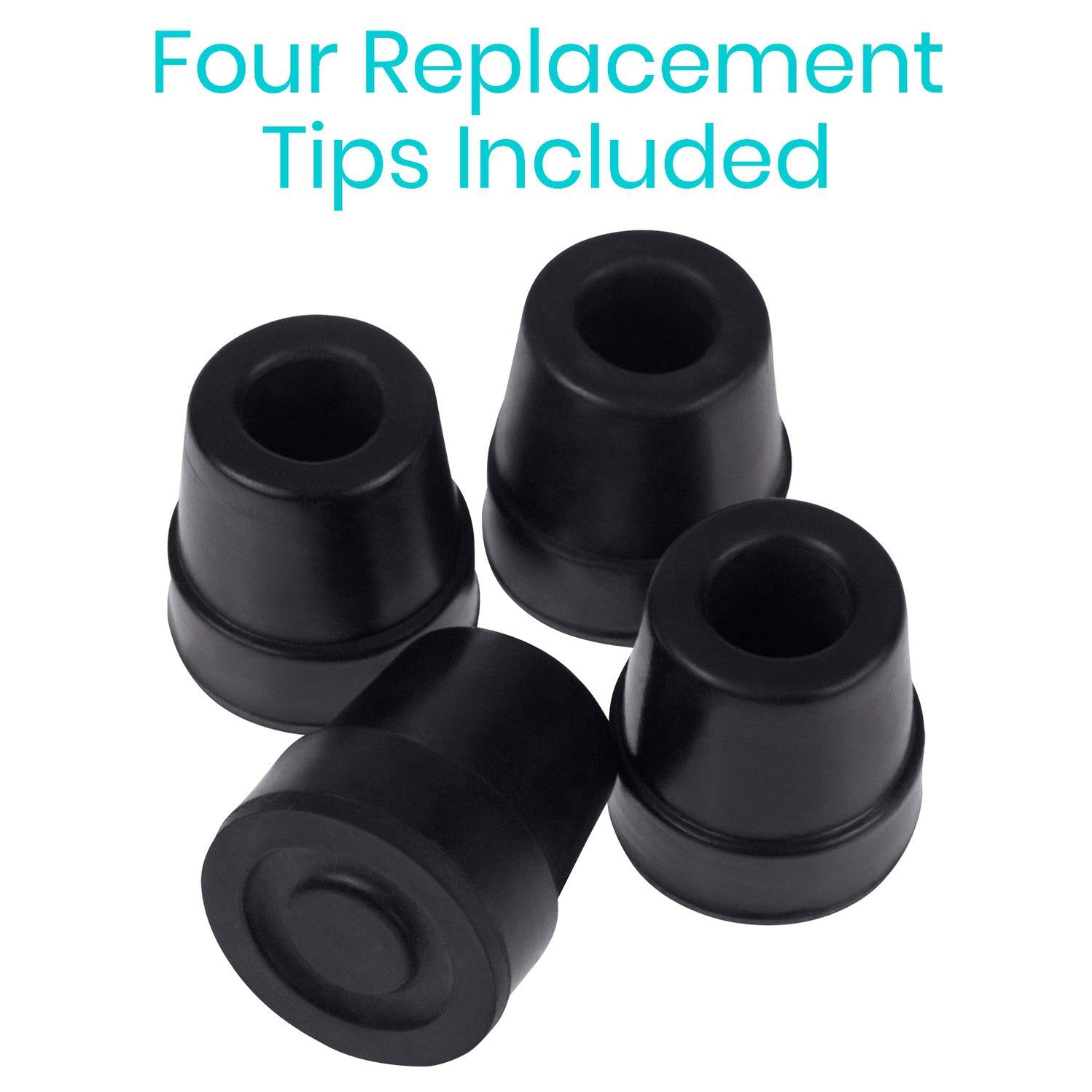 Quad Cane Replacement Tips - Fits 1/2 Inch Canes — Vive Health