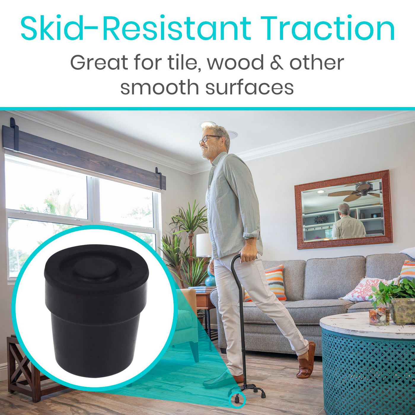 Quad Cane Replacement Tips - Fits 1/2 Inch Canes — Vive Health