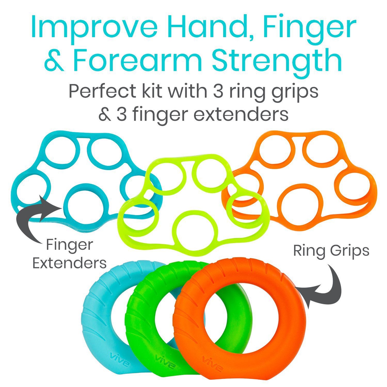 Hand Ring Grip Strengthener Kit - Finger Extension — Vive Health