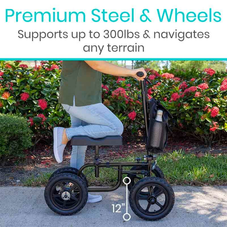 All Terrain Knee Walker Scooter - Foldable with Seat and Bag — Vive Health