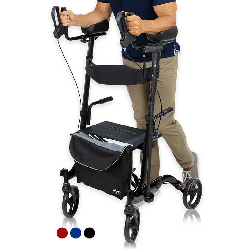 Upright Walker - Standing Rollator with Seat - Vive Health