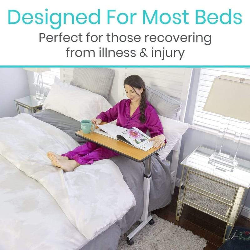 Overbed Table with Wheels | Adjustable Hospital Bed Tables — Vive Health