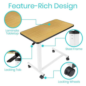 Overbed Table - Rolling Hospital Bed or Laptop Tray — Vive Health