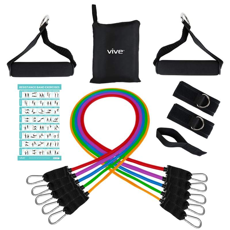 Tube Exercise Bands - 5 Levels + Door Anchor - Vive Health